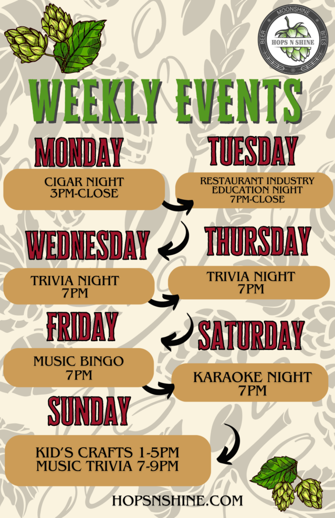 Weekly Events - Hops N Shine