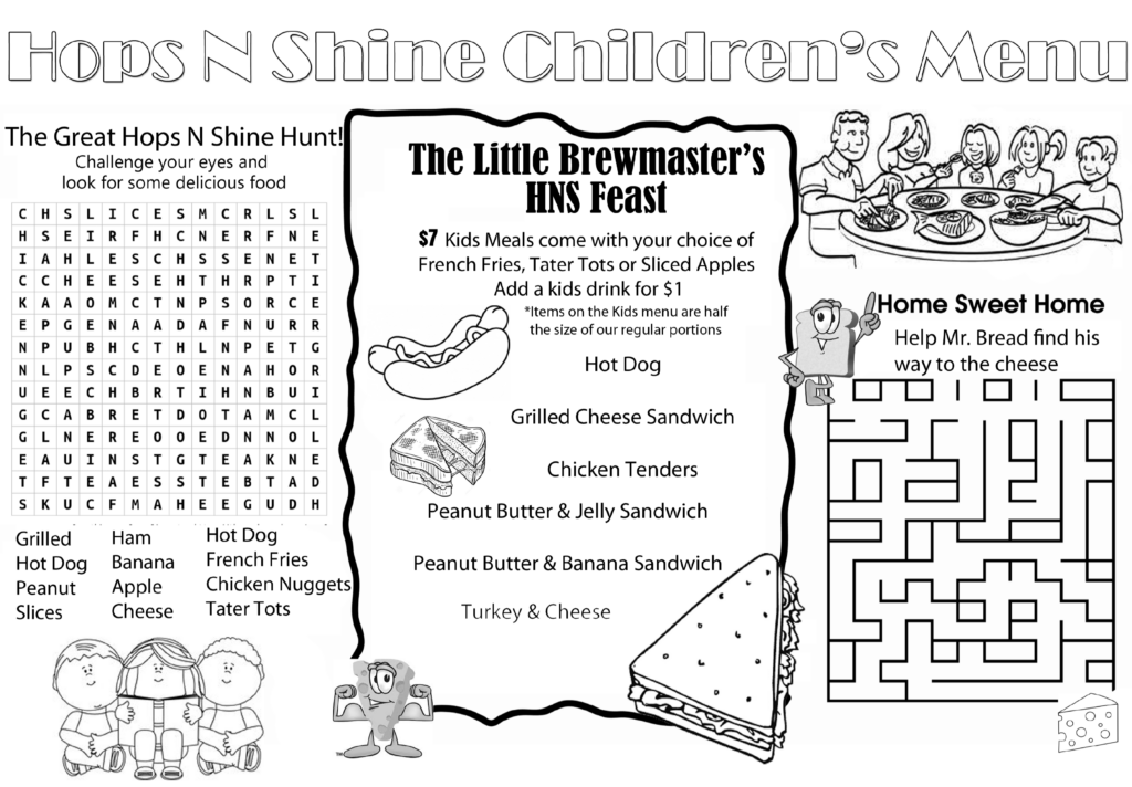 Kids Menu Coloring